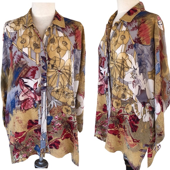 Citron | Tops | Citron Santa Monica Button Up Blouse Japanese Bamboo ...